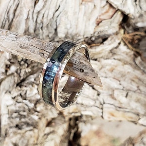 Necro Ring - Vivianite Crystal Inlay Ring, Tungsten Titanium Ceramic ...