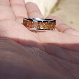 Solar Flair Ring - Sunstone Crystal Inlay, Tungsten Titanium Ceramic ...