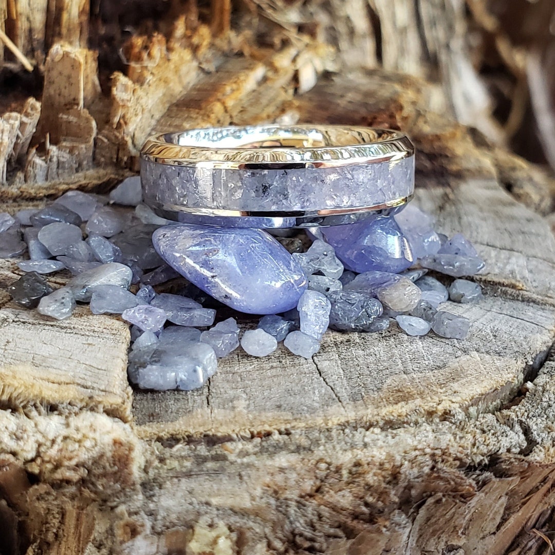 Ancient Ring Tanzanite Crystal Inlay Ring Tungsten Titanium - Etsy