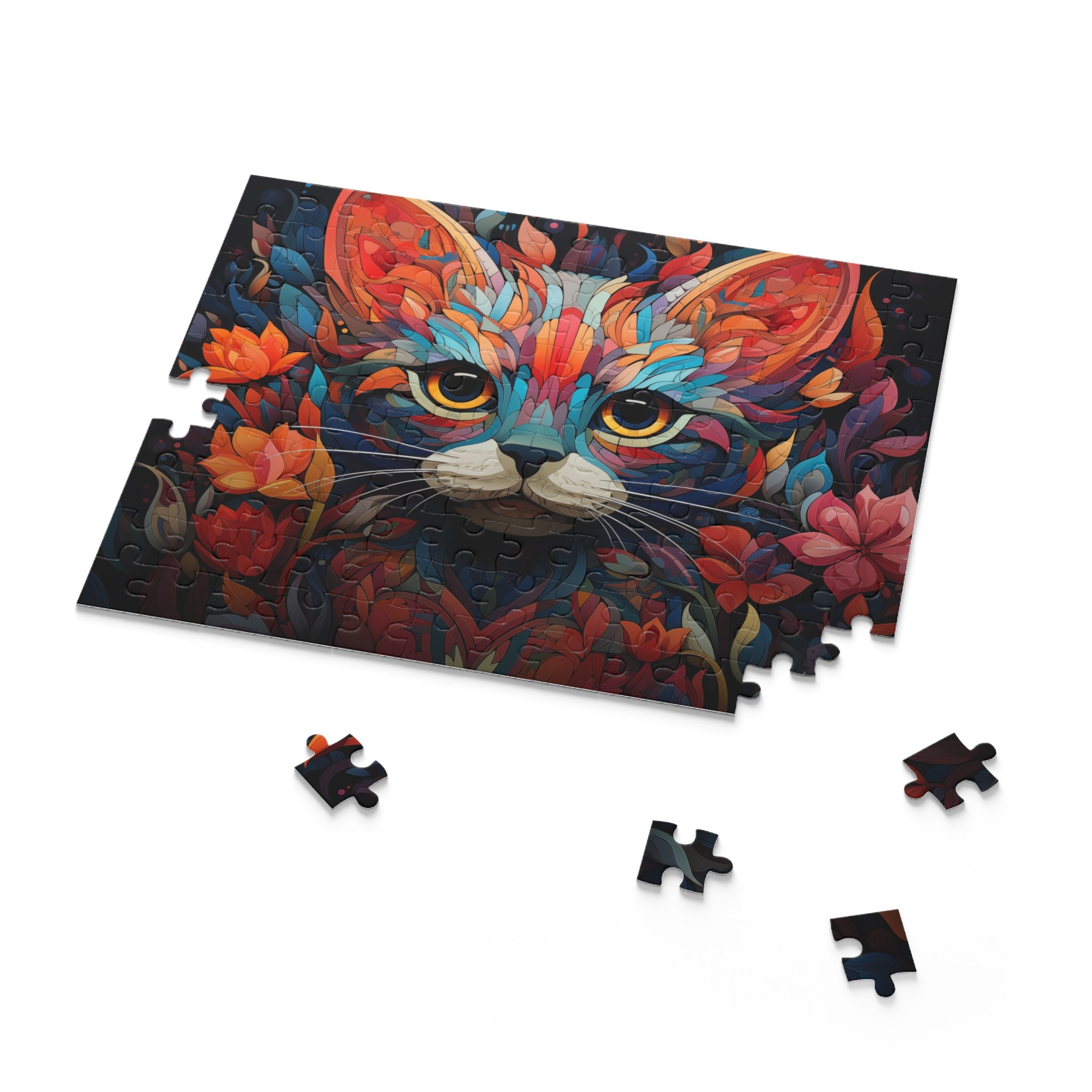Psychedelic Themed Cat Puzzle, Trippy Cat Puzzles, Cat Lovers Gift ...