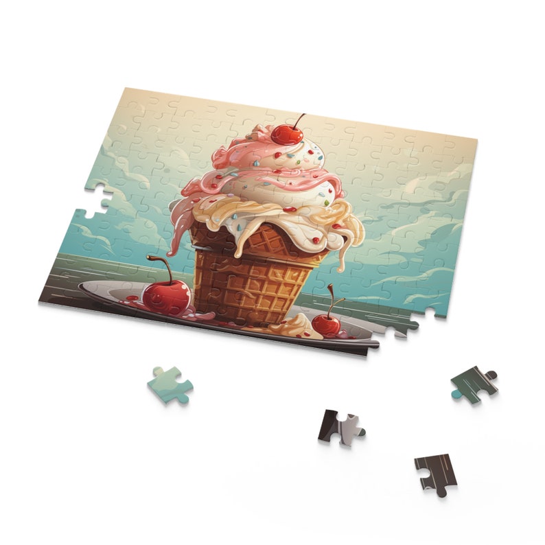 Ice Cream Cone Jigsaw Puzzle, Cherry Ice Cream Cone Puzzle, Puzzles for ...