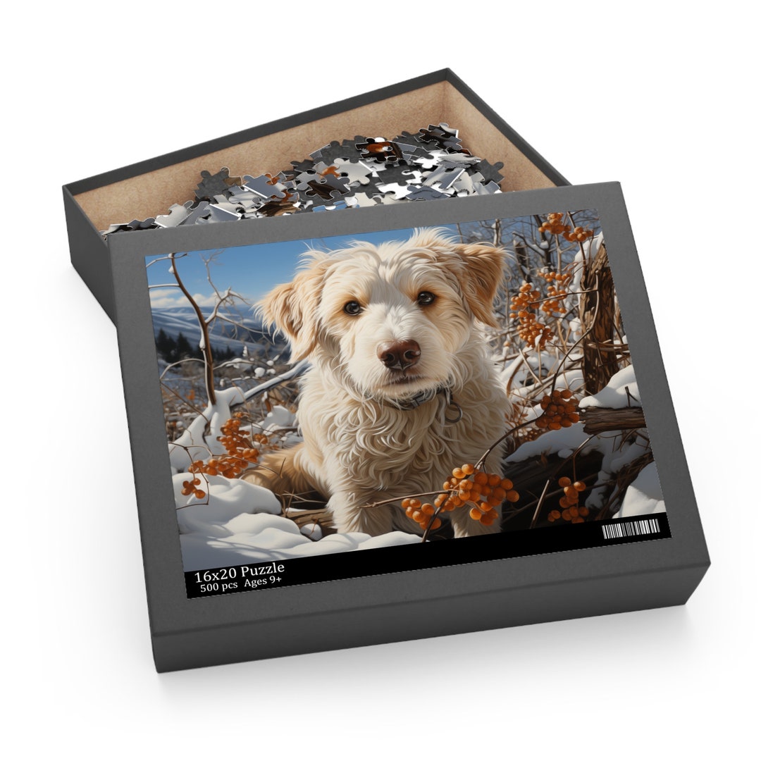 Yellow Lab Puppy Playing in the Snow Jigsaw Puzzle, Puzzle of a Yellow ...
