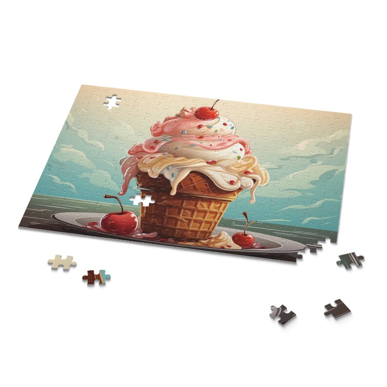 Ice Cream Cone Jigsaw Puzzle, Cherry Ice Cream Cone Puzzle, Puzzles for ...
