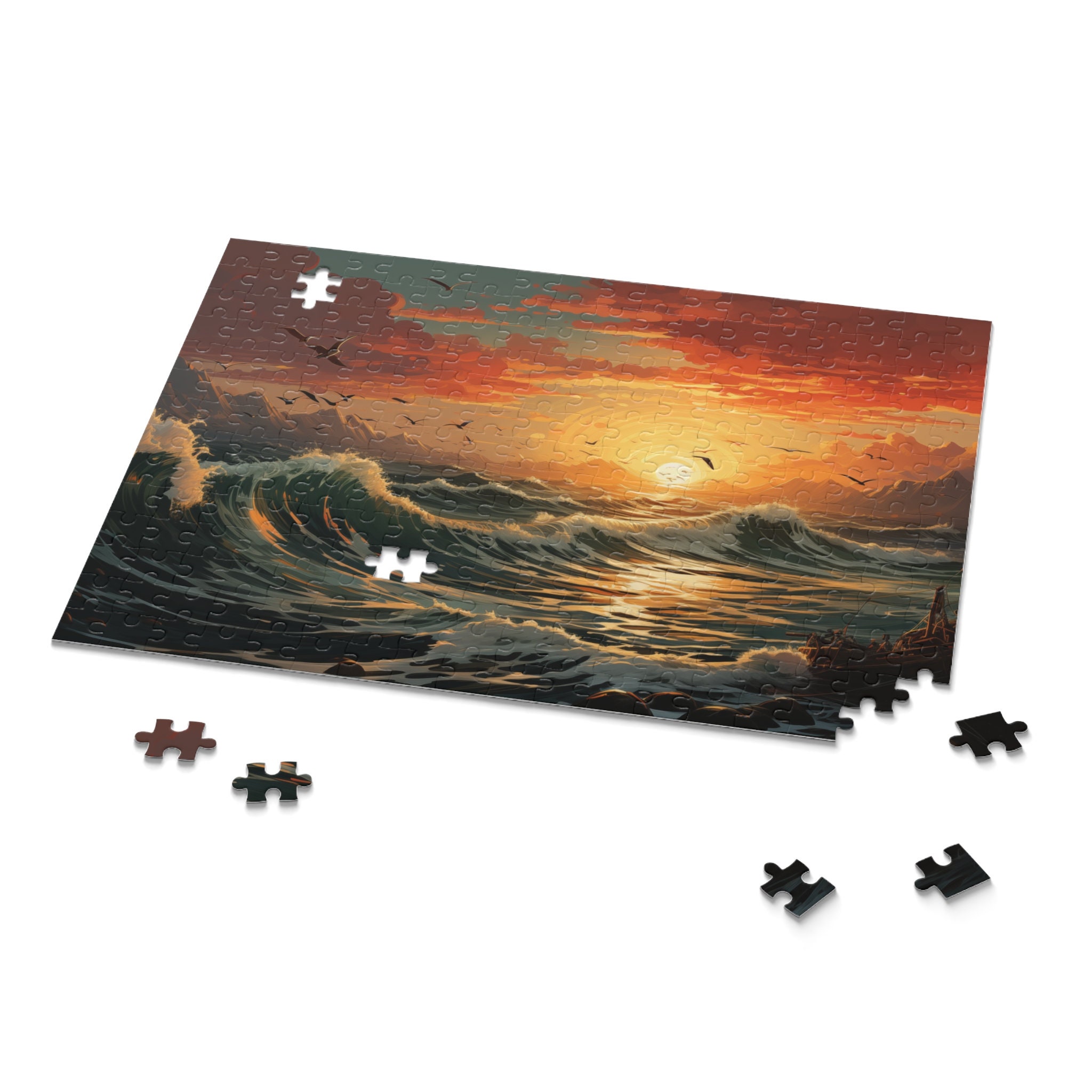Ocean Sunset Jigsaw Puzzle, Waves in the Ocean Picture, Picture of the ...