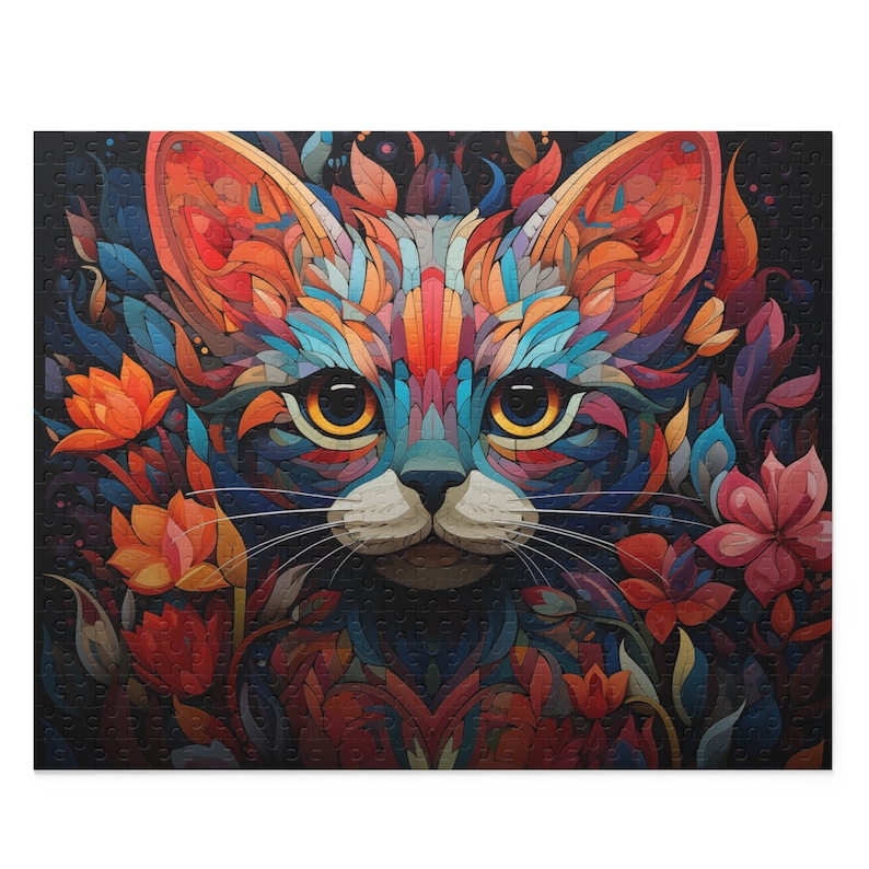 Psychedelic Themed Cat Puzzle, Trippy Cat Puzzles, Cat Lovers Gift ...
