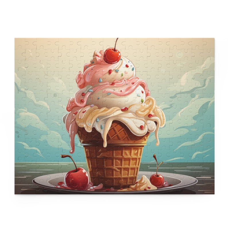 Ice Cream Cone Jigsaw Puzzle, Cherry Ice Cream Cone Puzzle, Puzzles for ...