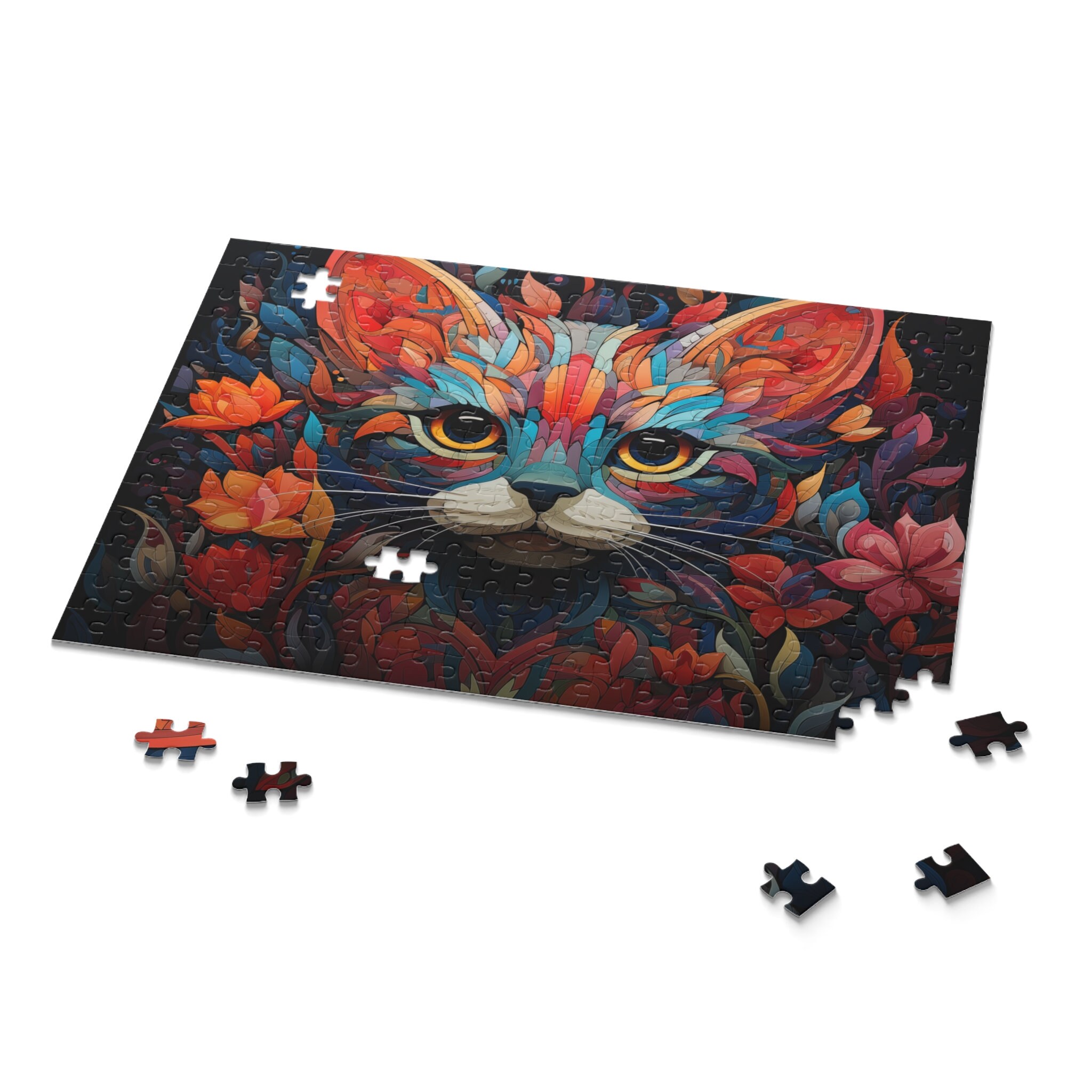 Psychedelic Themed Cat Puzzle, Trippy Cat Puzzles, Cat Lovers Gift ...