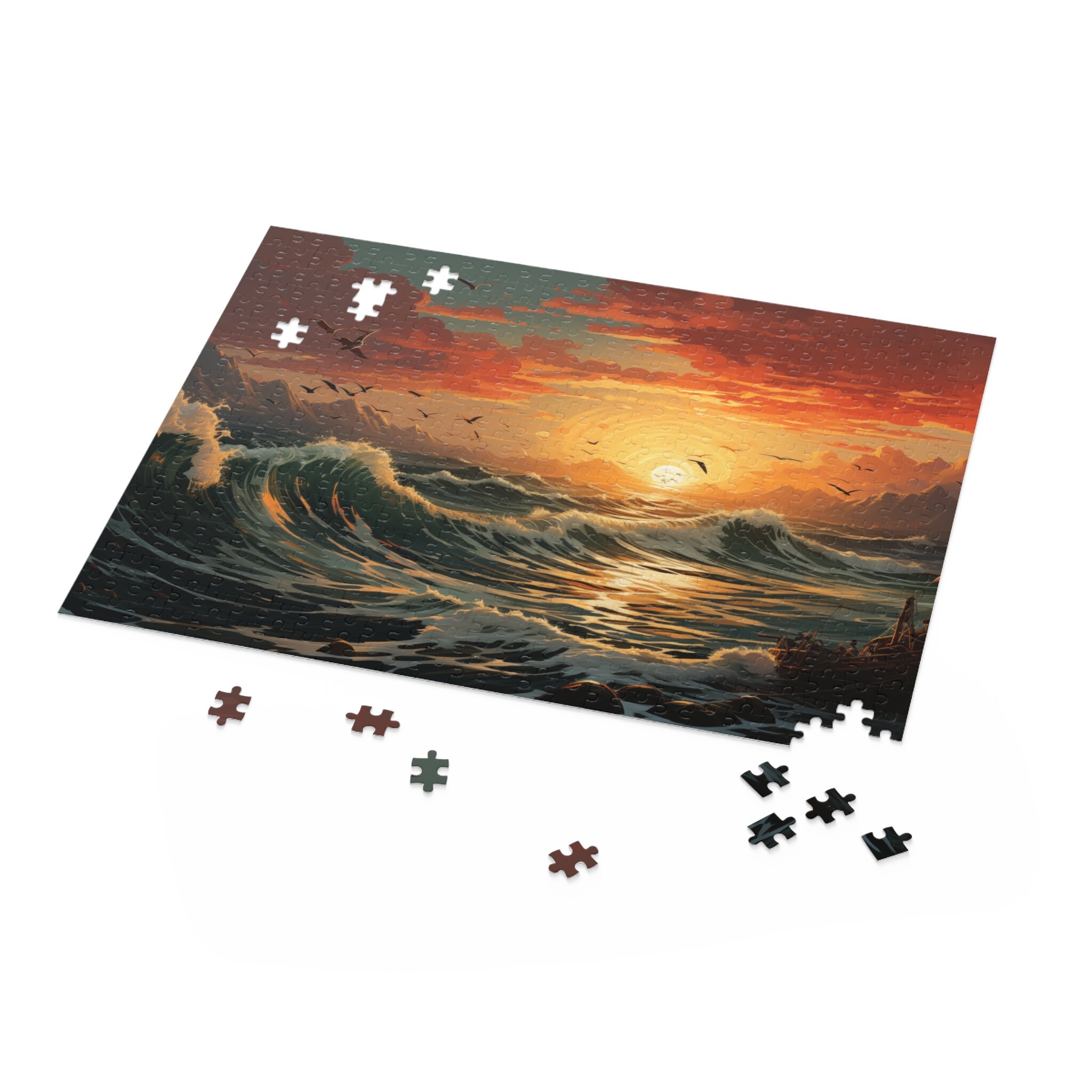 Ocean Sunset Jigsaw Puzzle, Waves in the Ocean Picture, Picture of the ...