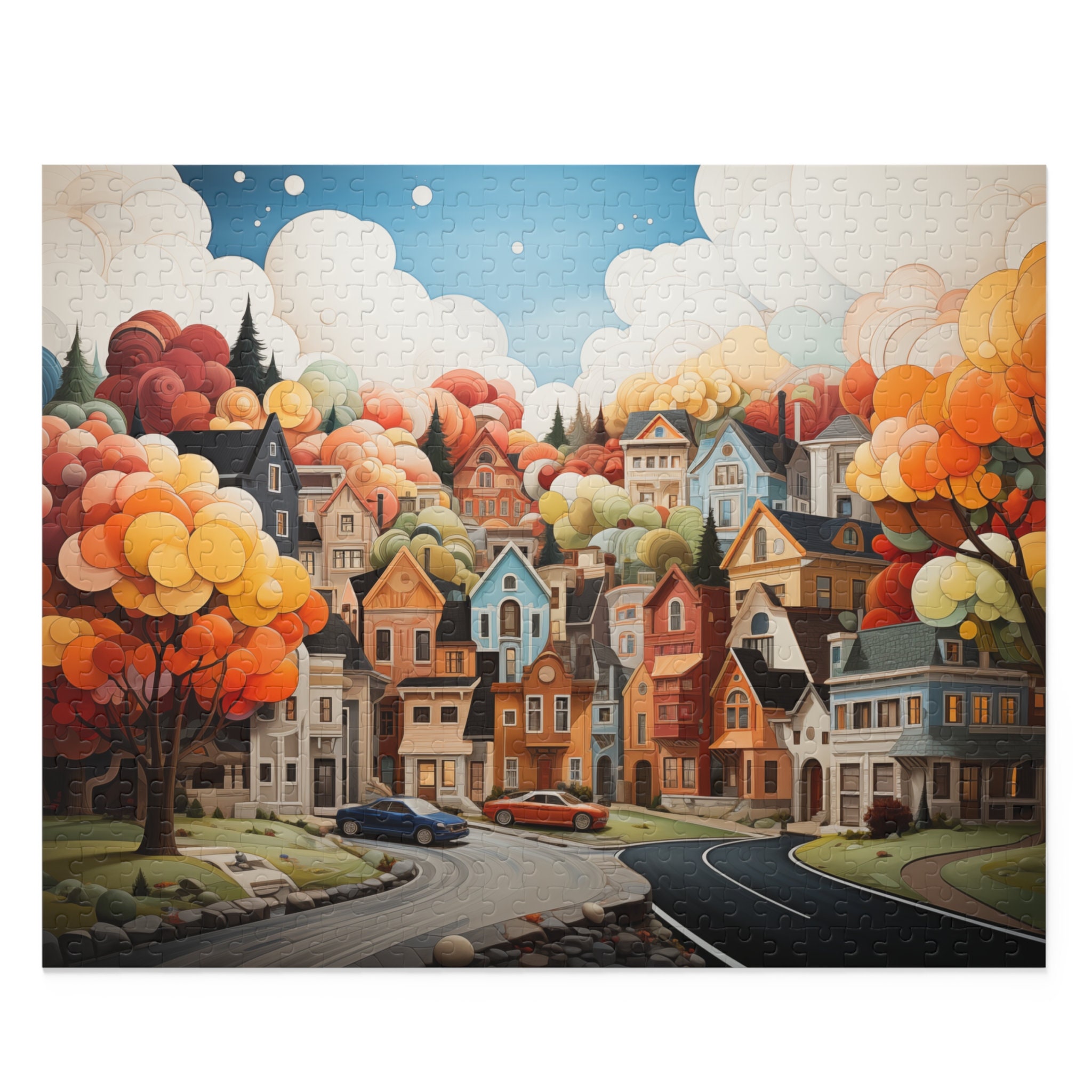 Small Town Village Jigsaw Puzzle, Town Picture, Puzzle for Adults ...