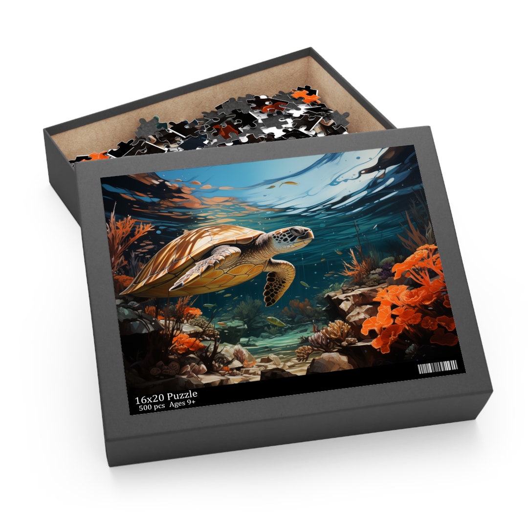 Sea Turtle Puzzles, Jigsaw Sea Turtle, Puzzle for Kids or Adults ...