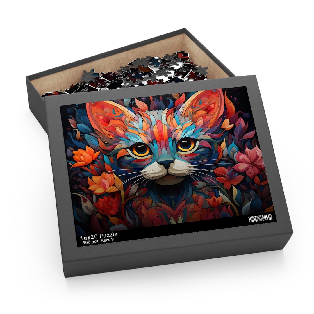 Psychedelic Themed Cat Puzzle, Trippy Cat Puzzles, Cat Lovers Gift ...