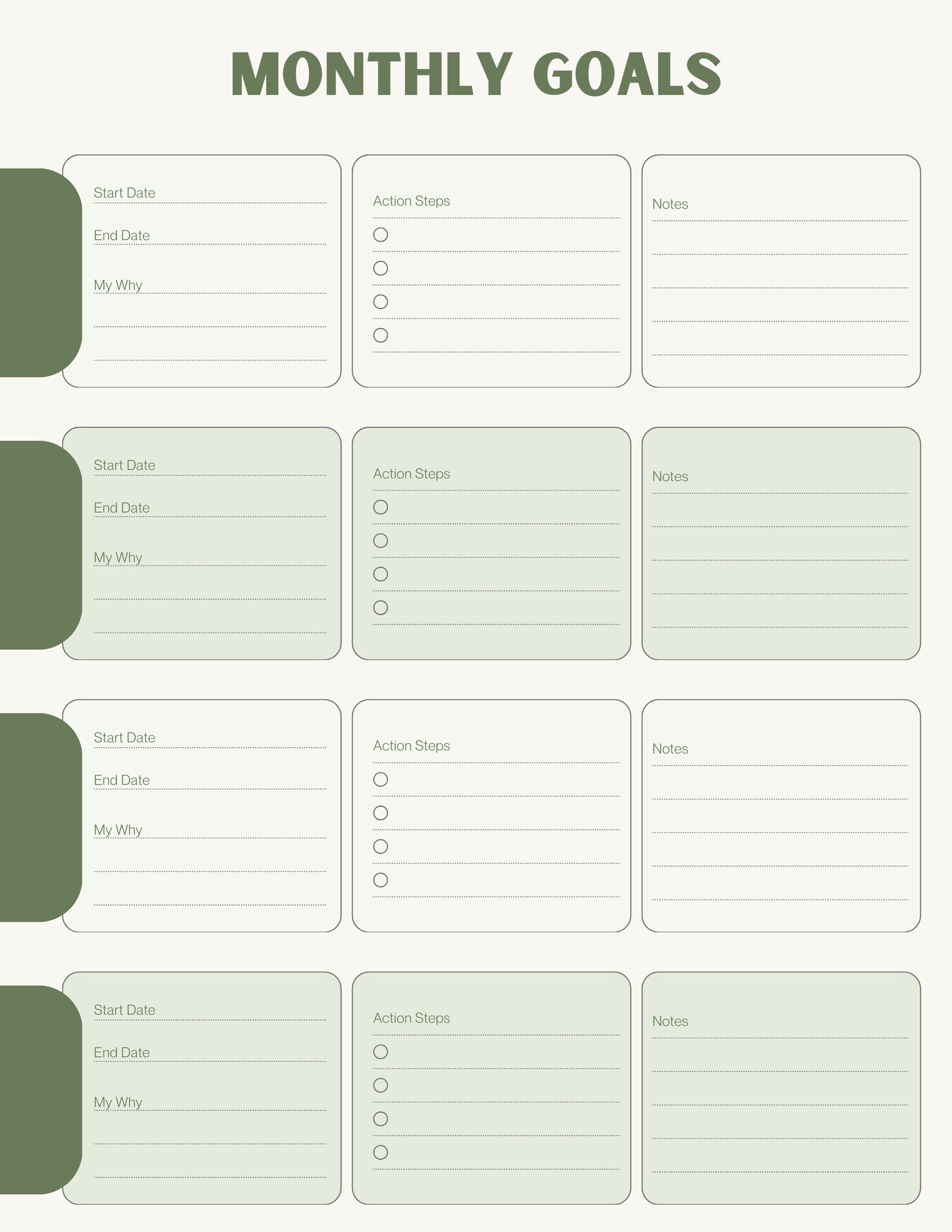 Monthly Goal Tracker, Monthly Goal Reading Tracker, Reading Goal ...