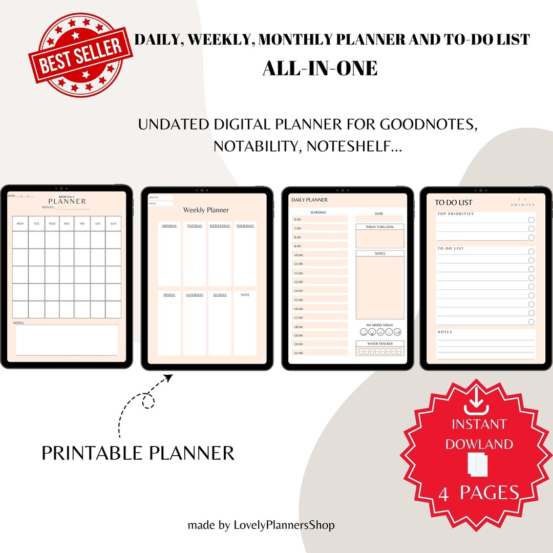2023-2024 Digital Planner, Goodnotes Planner, iPad Planner, Daily ...