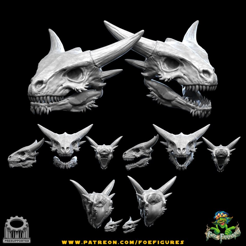 Dragonborn, Dwarf and Goblin Skulls by Foe Figures/bits/bitz/basing ...