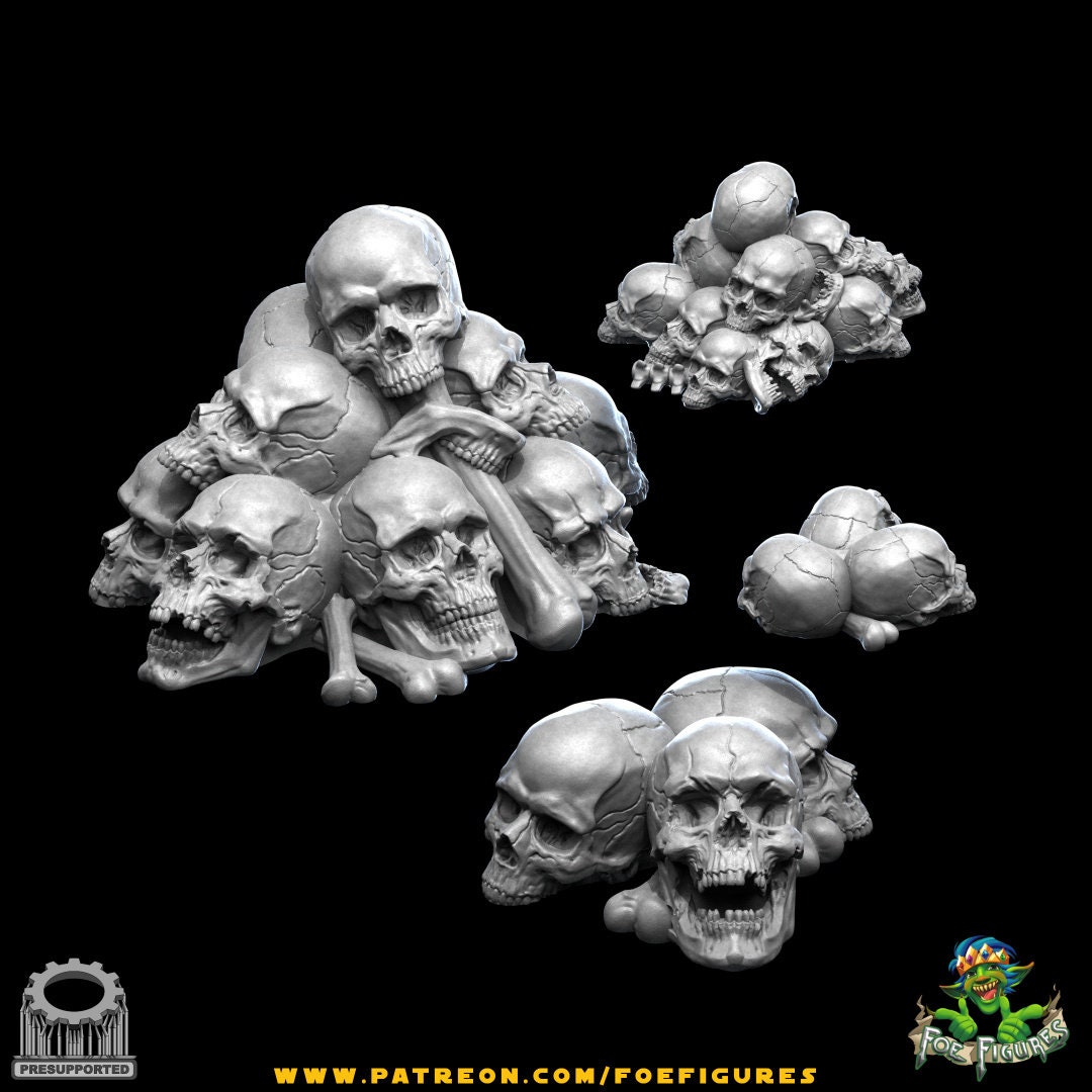 Human, Orc and Tiefling Skull Piles by Foe Figures/ Basing/ Scatter ...