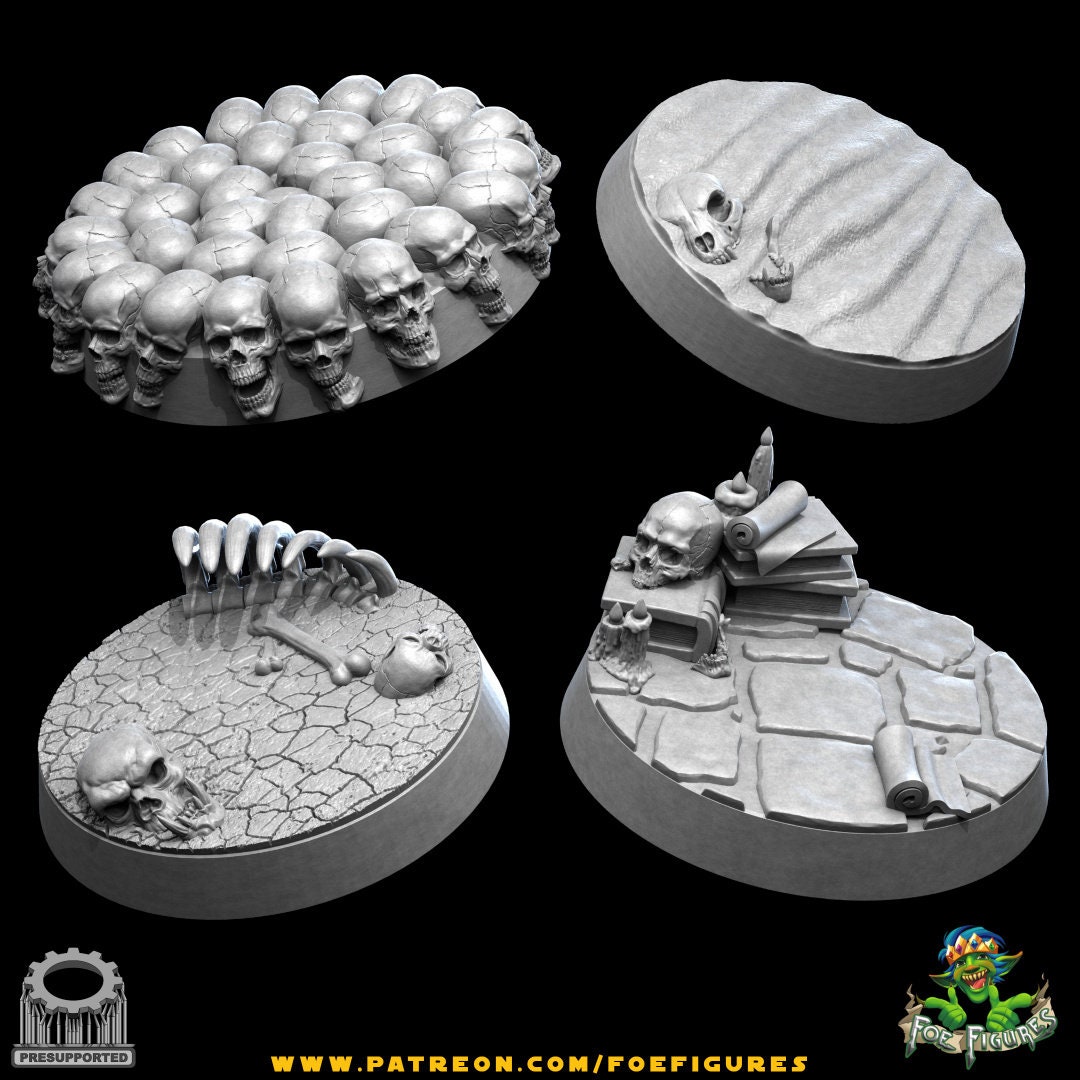 Skull Themed Bases by Foe Figures - Etsy
