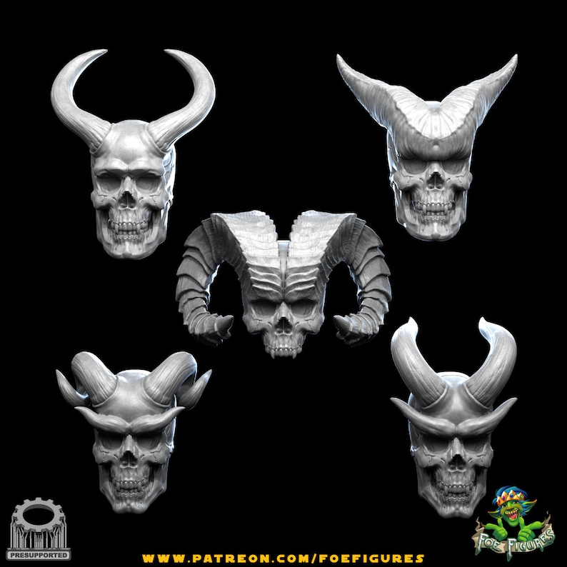Tiefling and Demon Skulls by Foe Figures/ Basing/ Bits/bitz/fantasy ...