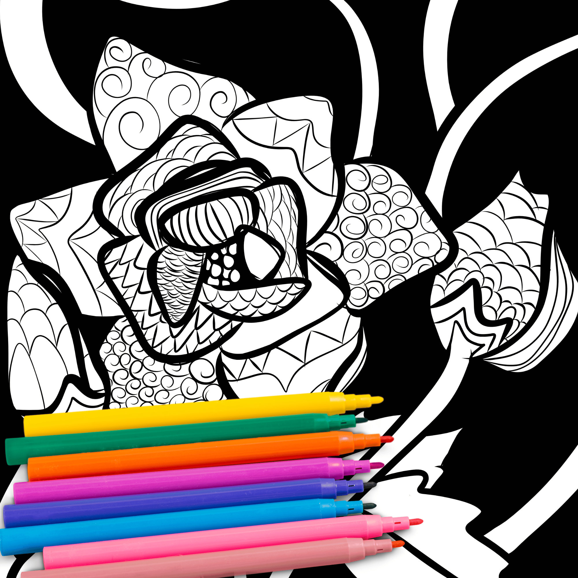 Dramatic Black Background Coloring Page Bundle Printable - Etsy