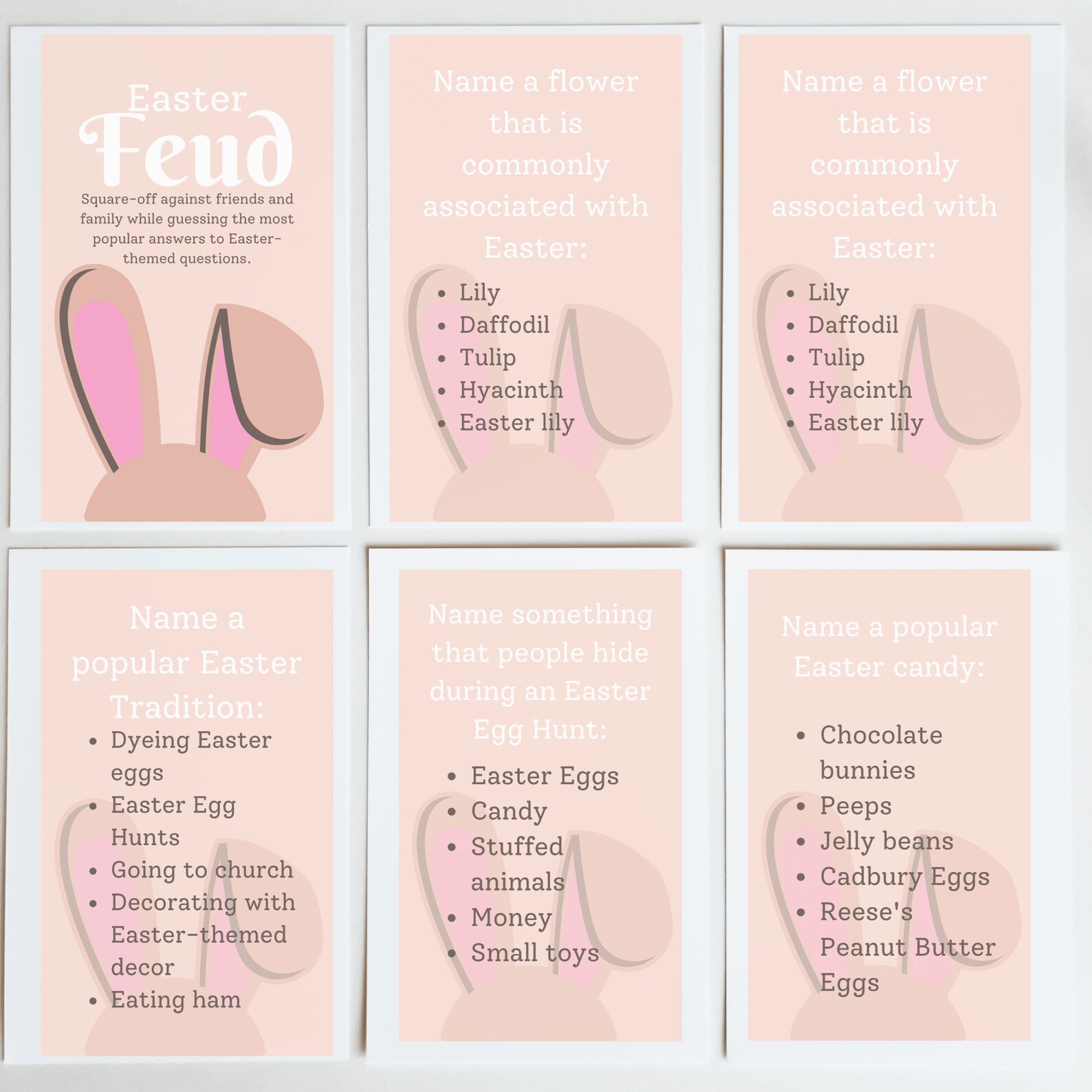 Printable Easter Feud, 10 Round Quiz Game With a Secular Easter Theme ...