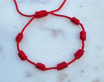 7 Knots Red Protection Bracelet, Red String Bracelet, 7 Knots Anklet ...