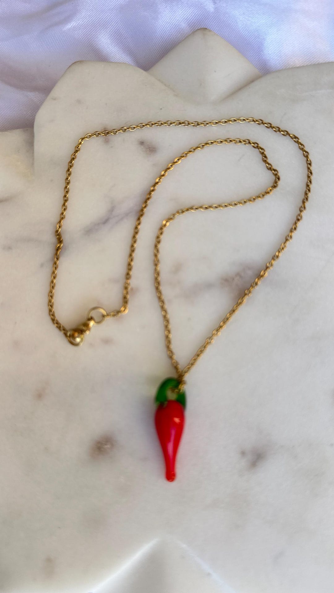 Red Chili Pepper Necklace With Stainless Steel Chain - Etsy