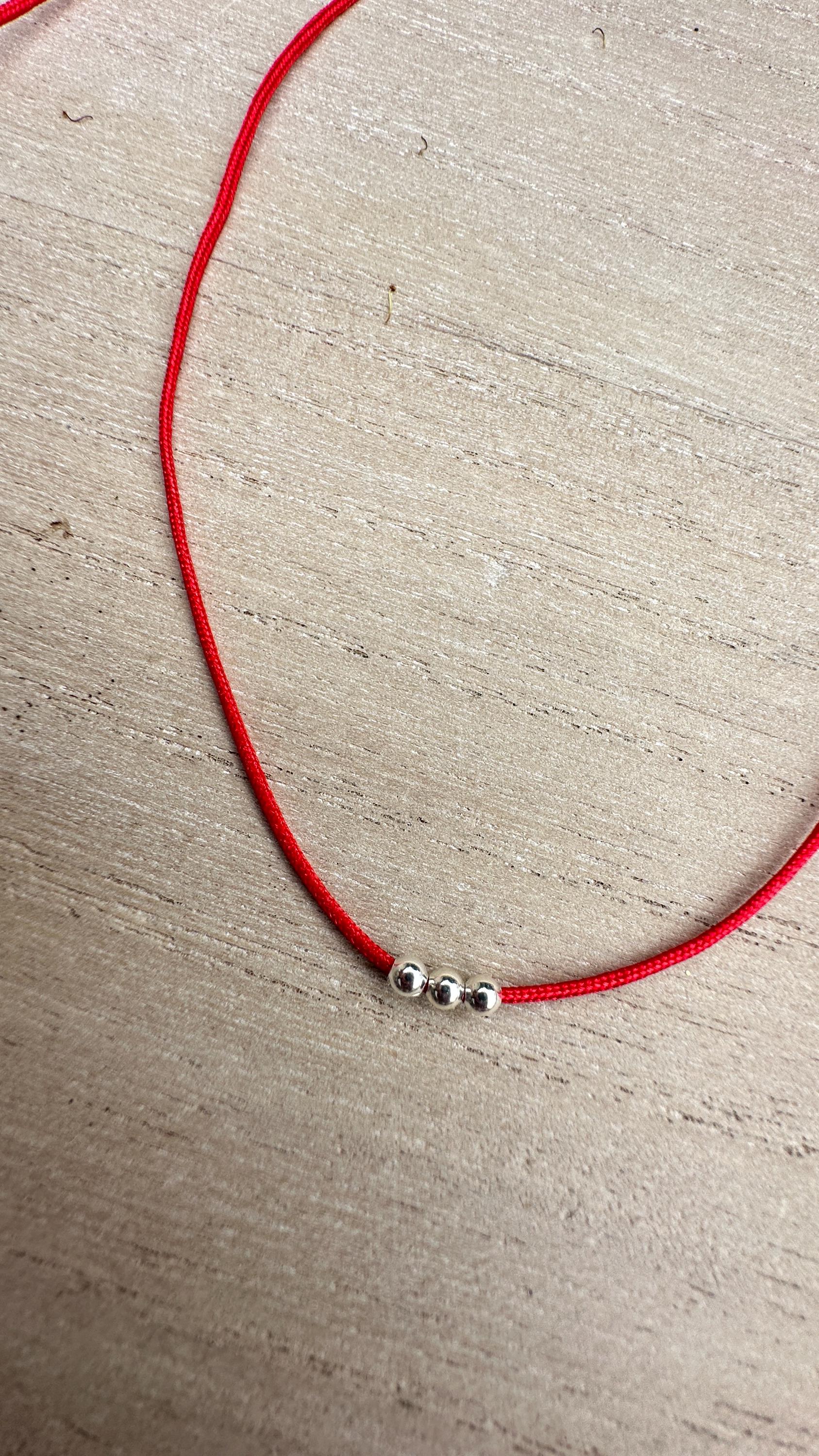 Handmade Red Thread Necklace: 14K Gold Plated Beads, Three Wishes - Etsy