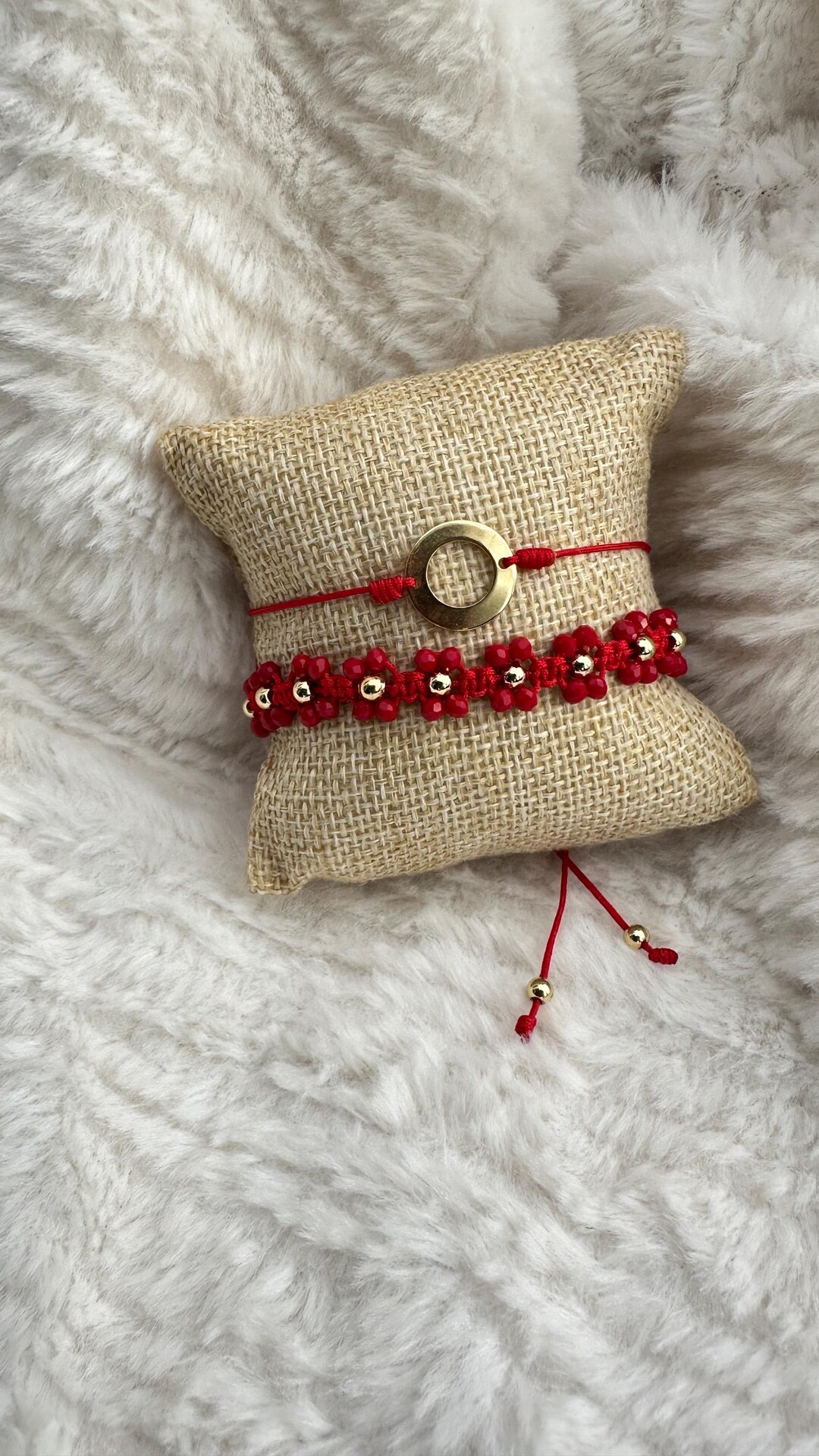 Handmade Red Thread Bracelets, Flowers and Circle of Life - Etsy