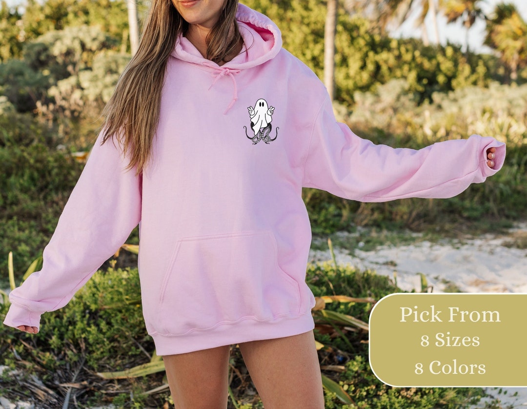 Octopus Ghost Peace Hand Sign Hoodie, Funny Halloween Marine Animals ...