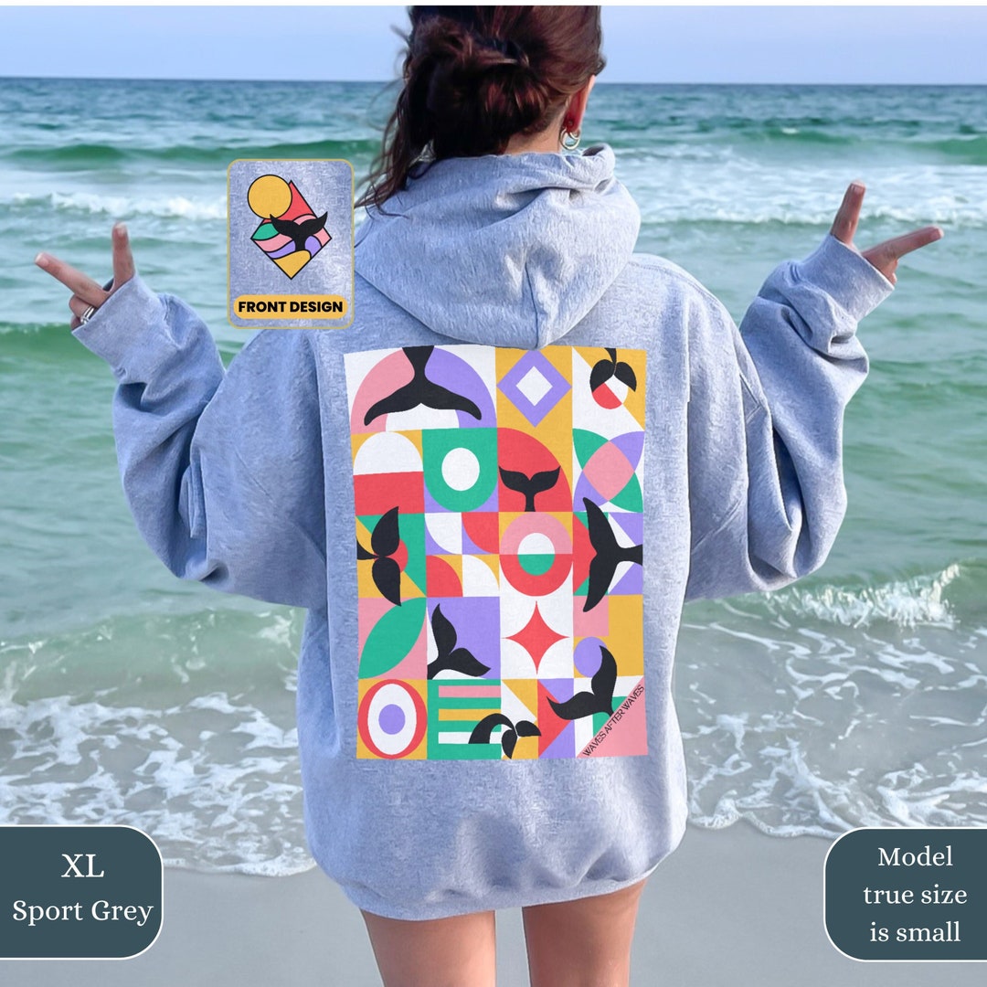 90s Whale Art Hoodie, Whale Tails Oversized Hoodie, Whale Lover ...