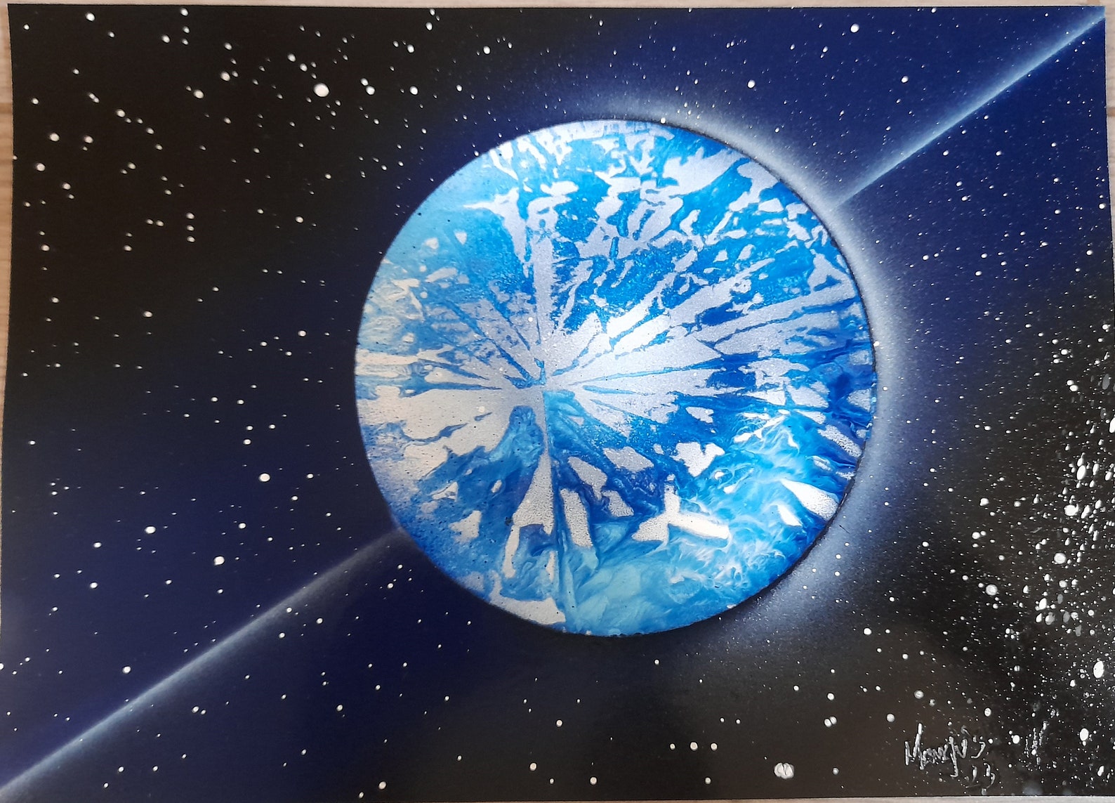 Deep in the Blue, Spray Paint, Planet Art Gift, Gift, Planet, Space ...