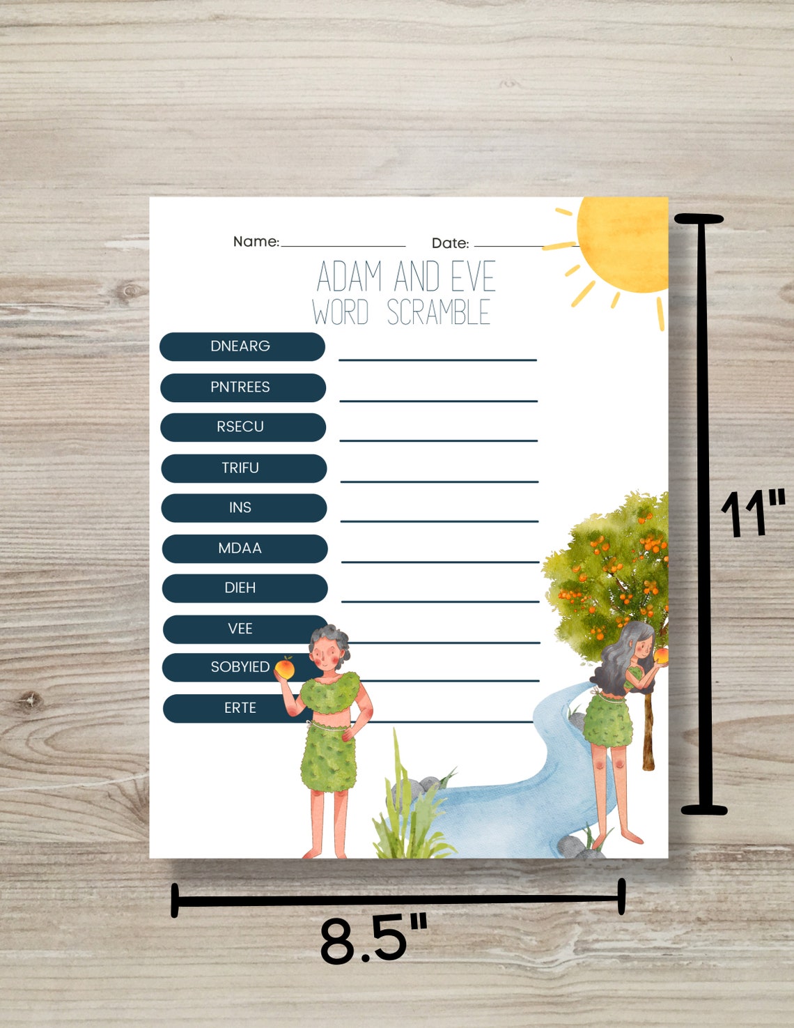 ADAM & EVE Word Scramble for Sunday School or VBS, Digital Download to ...