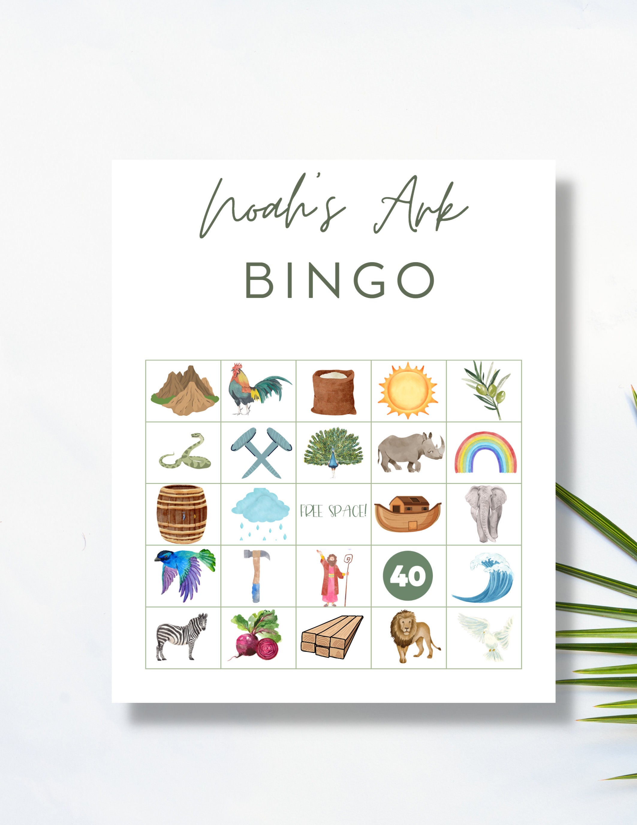 NOAHS ARK BINGO Set, Variations of Cards and List, for Sunday School ...