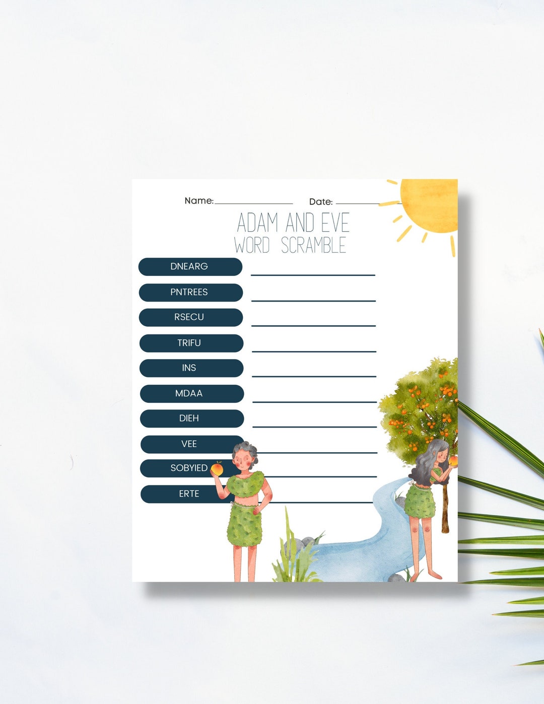 ADAM & EVE Word Scramble for Sunday School or VBS, Digital Download to ...