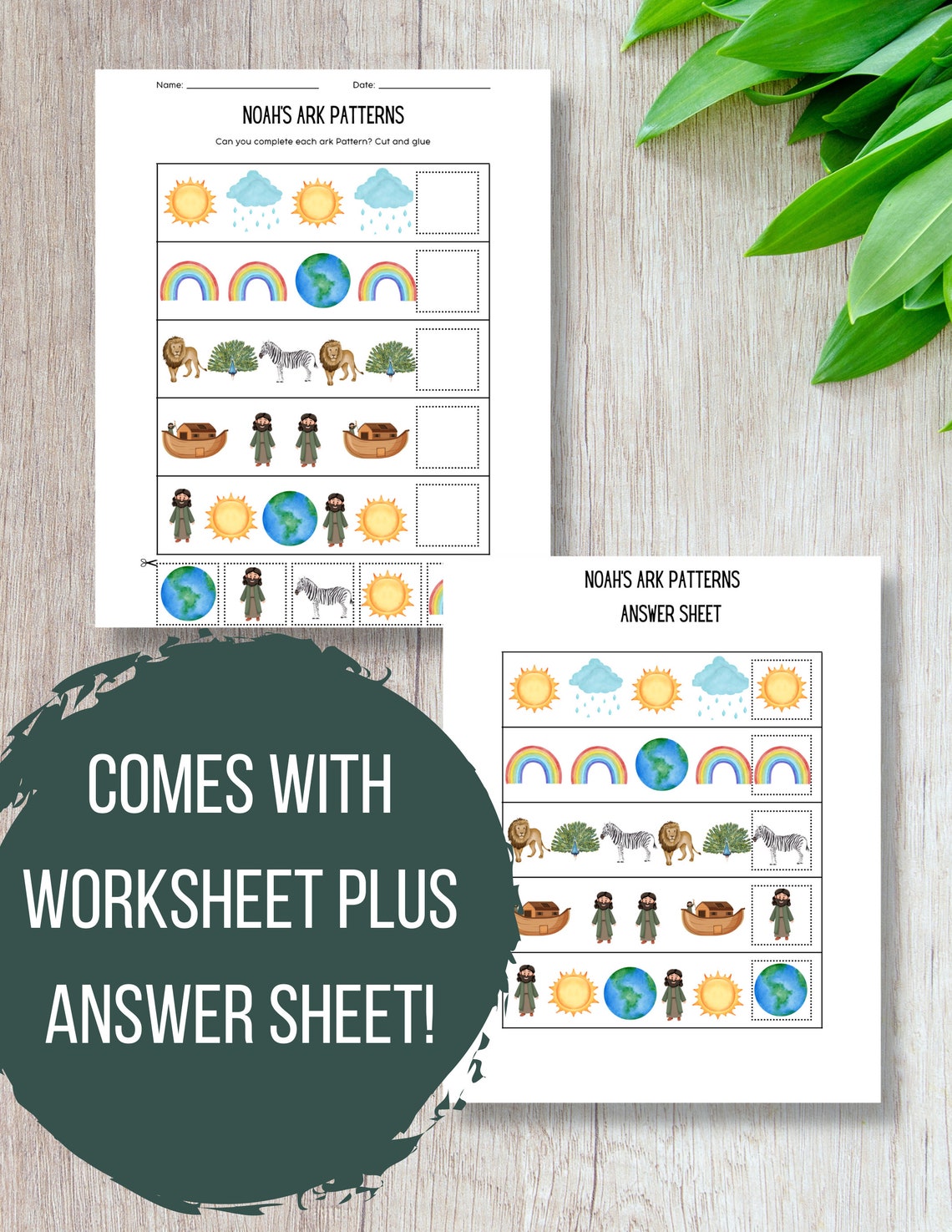 NOAH'S ARK PATTERNS Worksheet for Vbs, Sunday School, Homeschooling ...