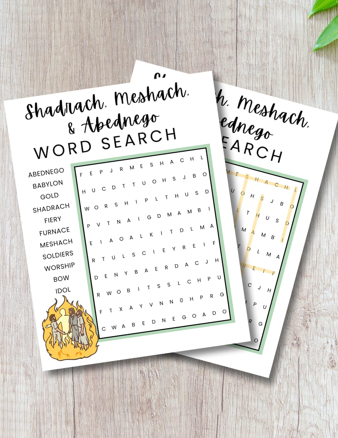 SHADRACH, MESHACH, ABEDNEGO Word Search Worksheet for Vbs, Sunday ...