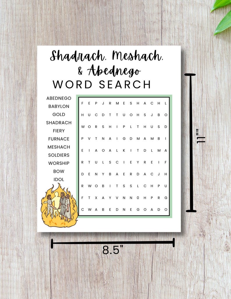 SHADRACH, MESHACH, ABEDNEGO Word Search Worksheet for Vbs, Sunday ...