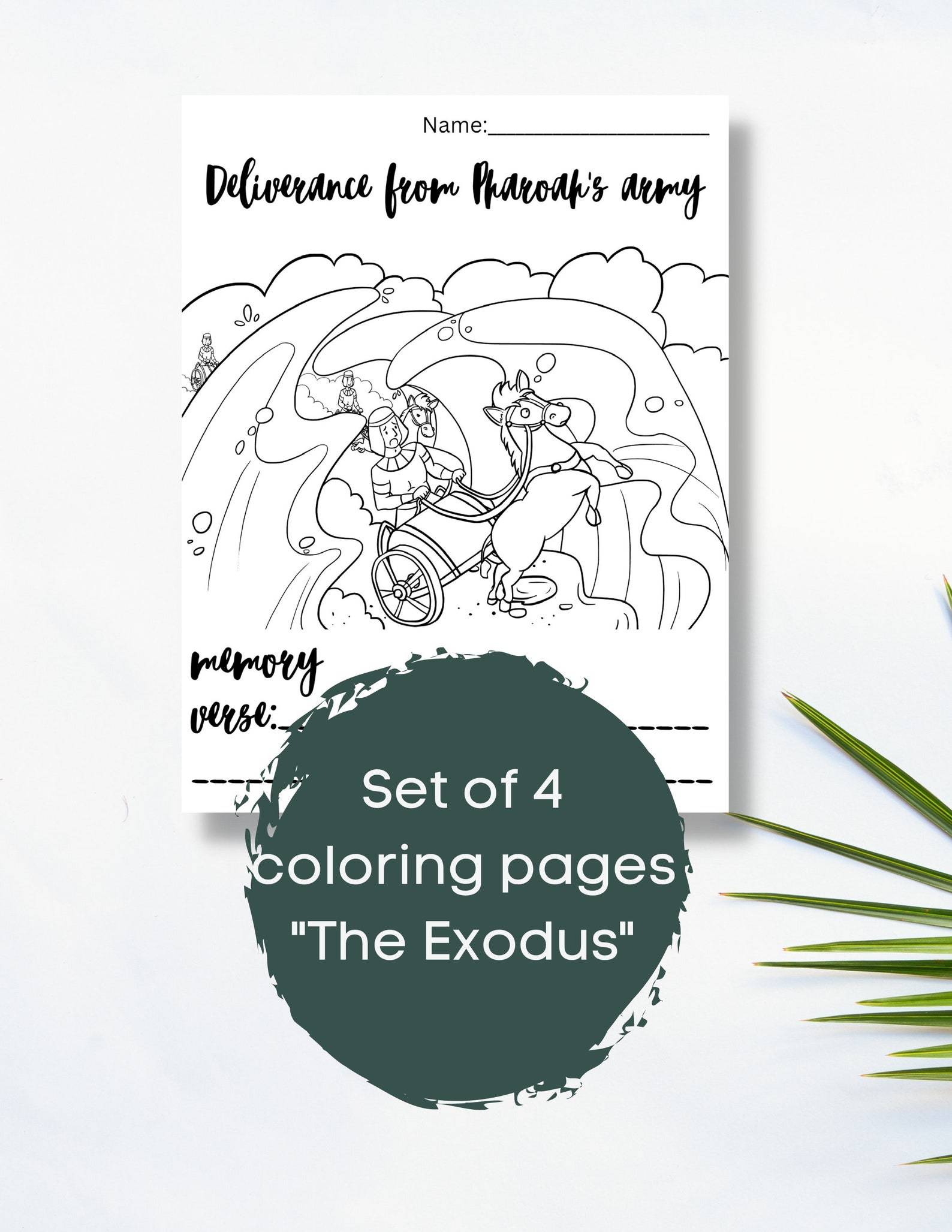 MOSES and the EXODUS COLORING Pages for Kids, Vbs or Sunday School, Set ...