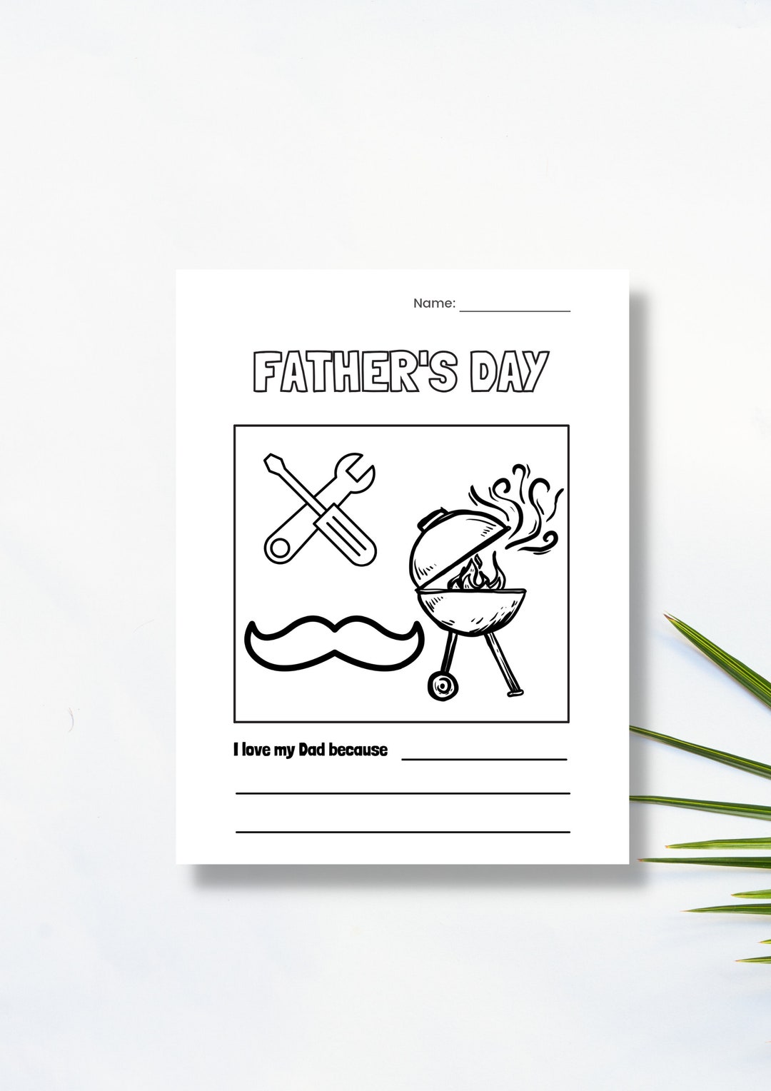 FATHERS DAY WORKSHEET for Kids, Digital Download Activity for Dads on ...