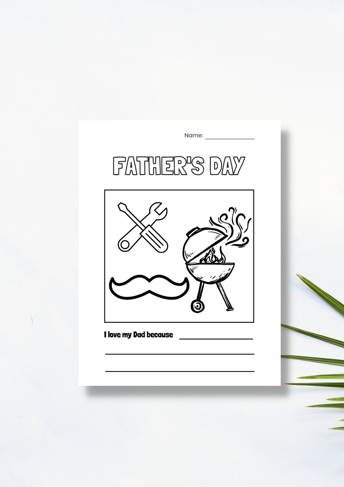 FATHERS DAY WORKSHEET for Kids, Digital Download Activity for Dads on ...