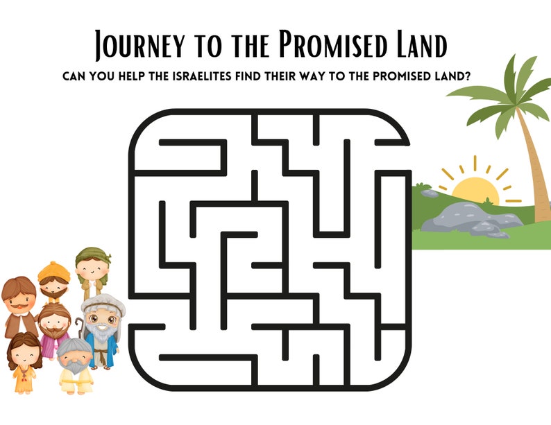 ISRAELITES JOURNEY to Promised Land MAZE, Worksheet for Vbs, Sunday ...