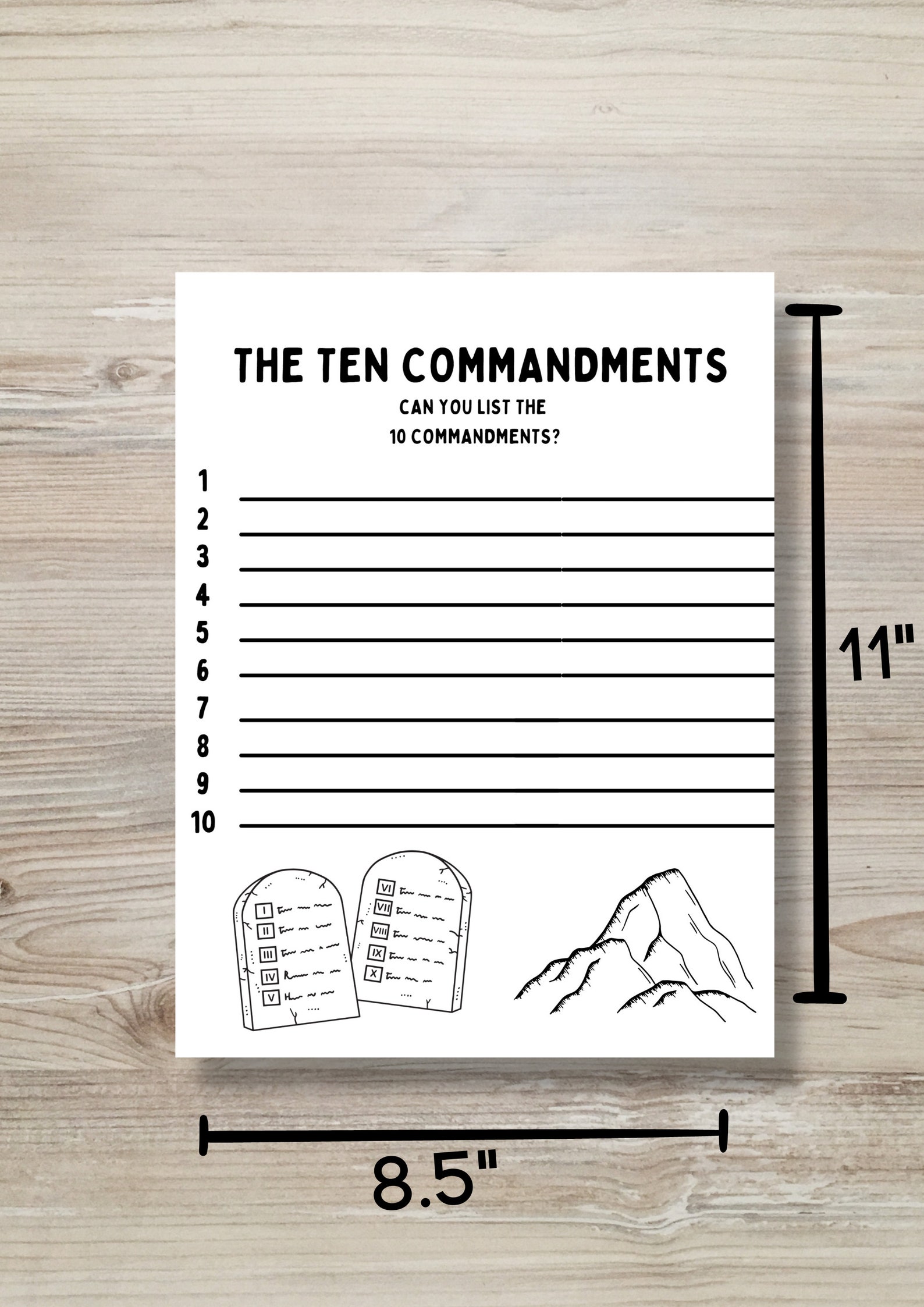 TEN COMMANDMENTS Coloring and Memory ACTIVITY for Vbs, Sunday School ...