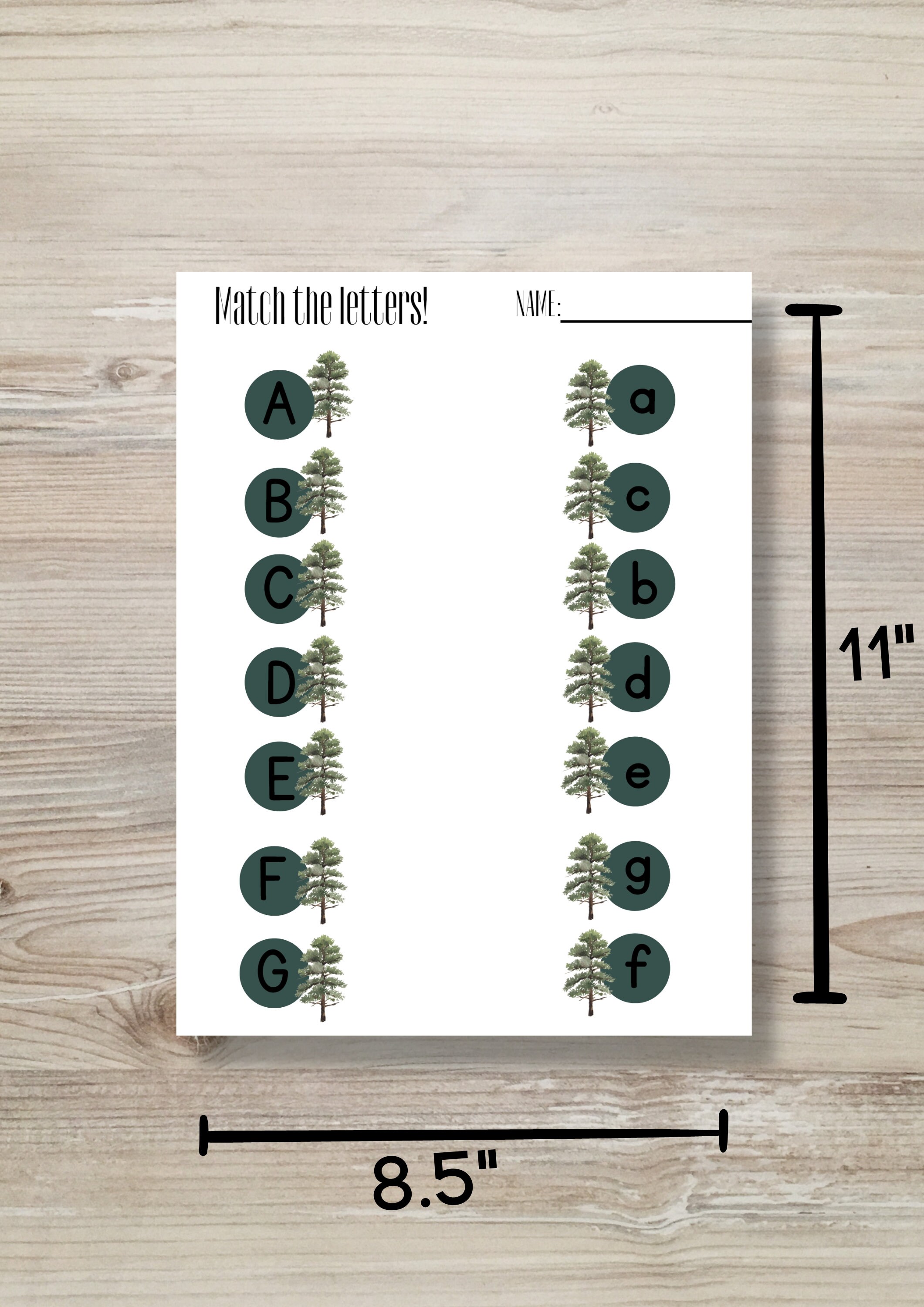 UPPERCASE and LOWERCASE WORKSHEET for Learning, Cute Tree Themed ...