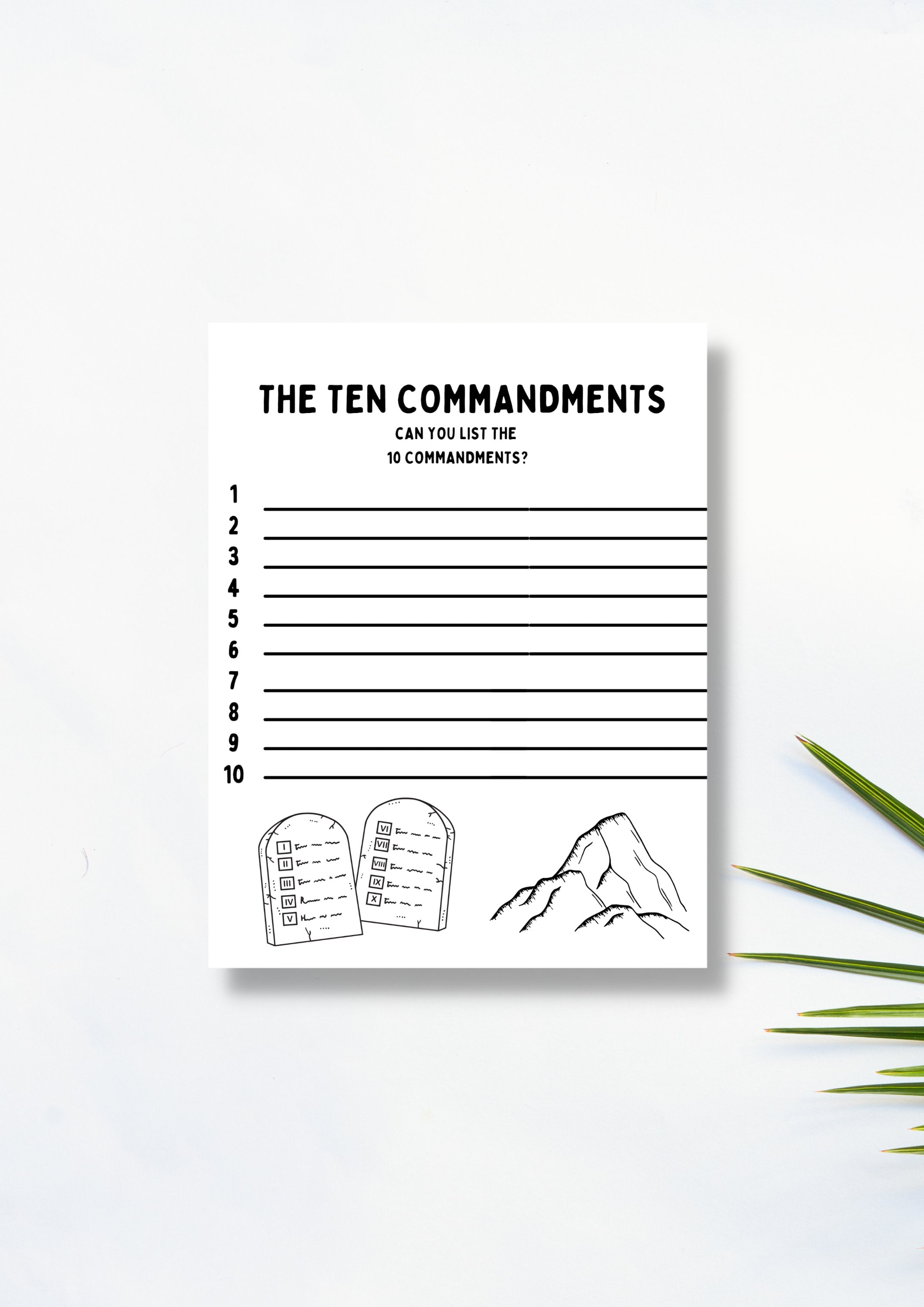 TEN COMMANDMENTS Coloring and Memory ACTIVITY for Vbs, Sunday School ...