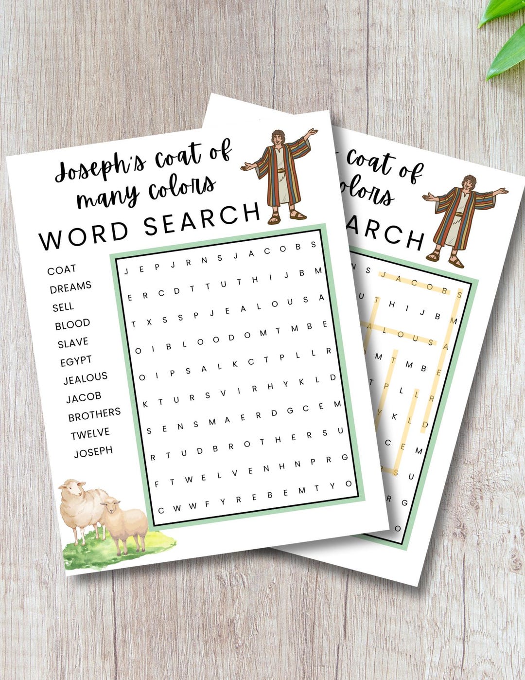 JOSEPH'S COAT of Many COLORS Word Search Worksheet for Vbs, Sunday ...