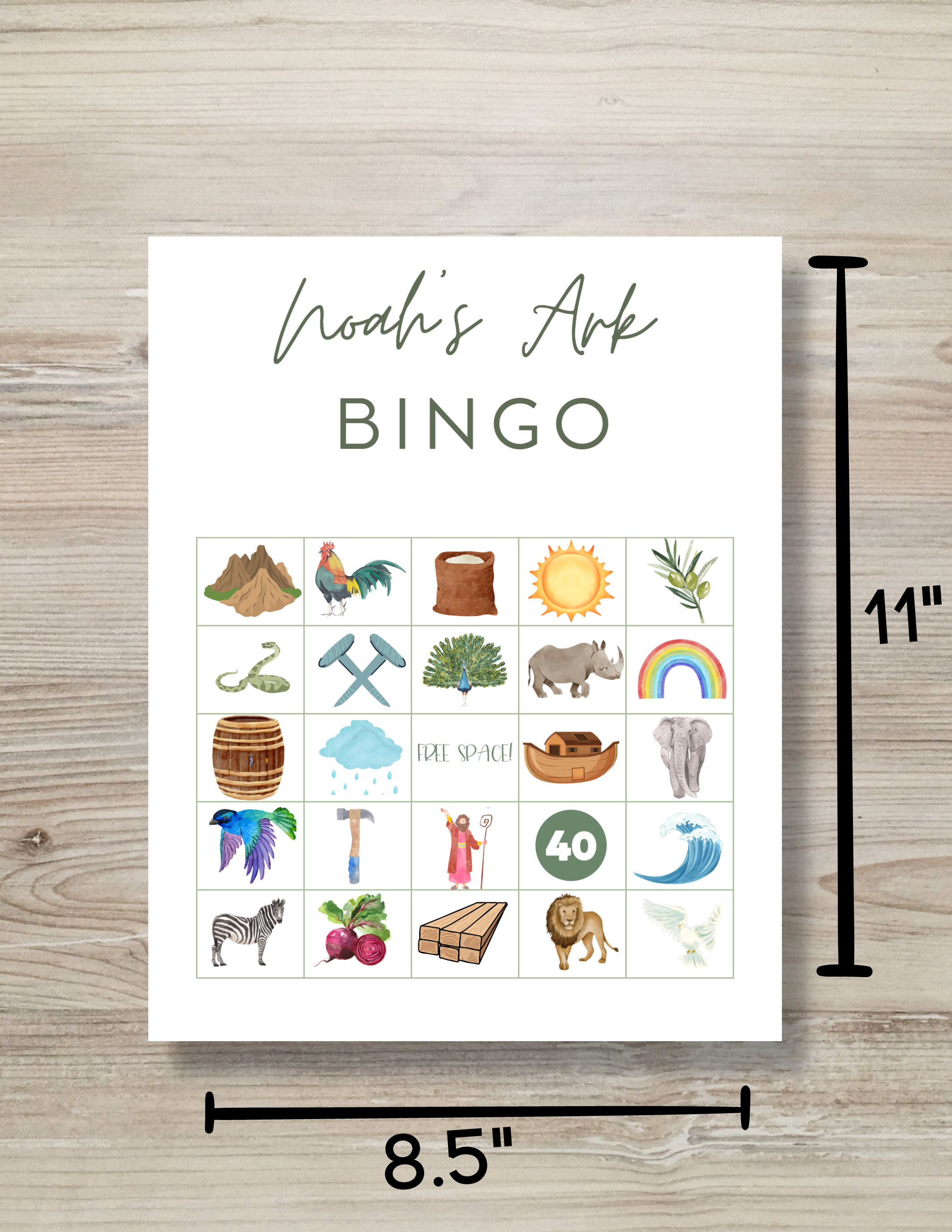 NOAHS ARK BINGO Set, Variations of Cards and List, for Sunday School ...