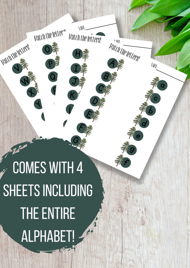 UPPERCASE and LOWERCASE WORKSHEET for Learning, Cute Tree Themed ...