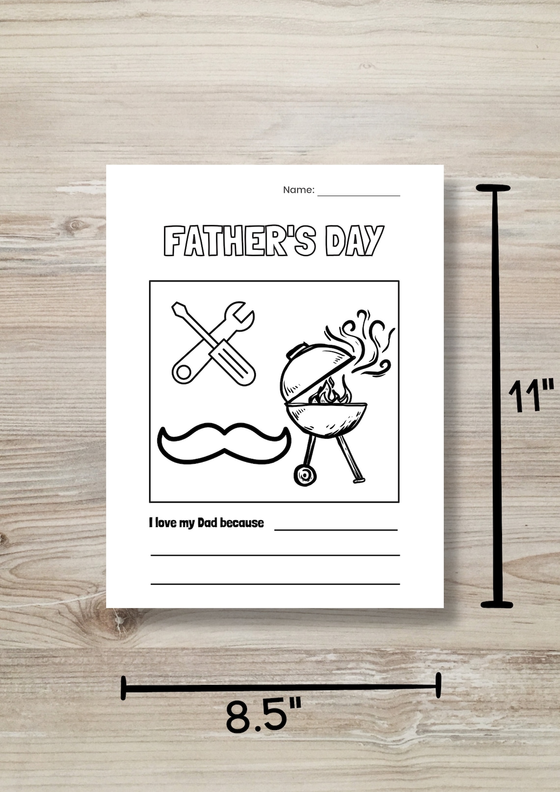 FATHERS DAY WORKSHEET for Kids, Digital Download Activity for Dads on ...
