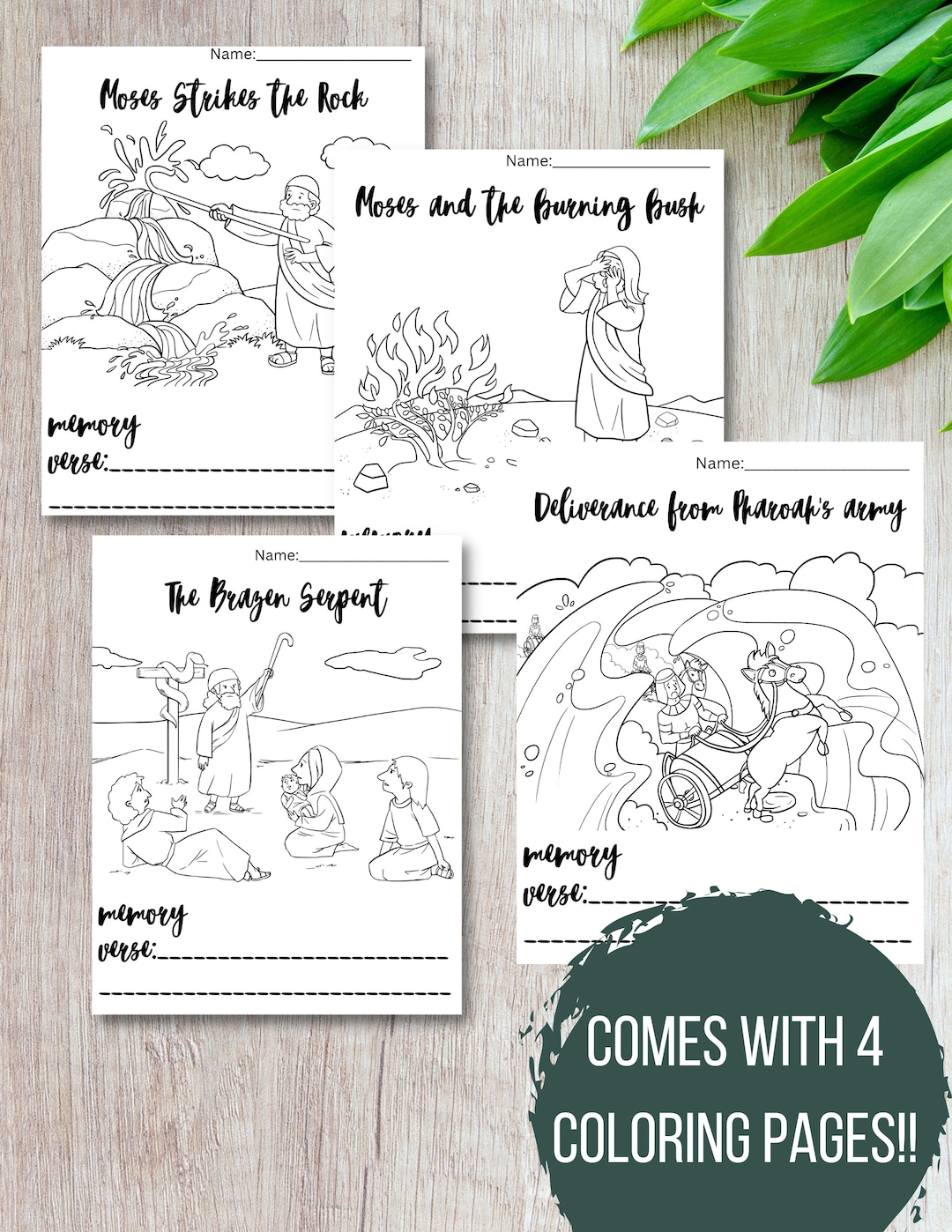 MOSES and the EXODUS COLORING Pages for Kids, Vbs or Sunday School, Set ...