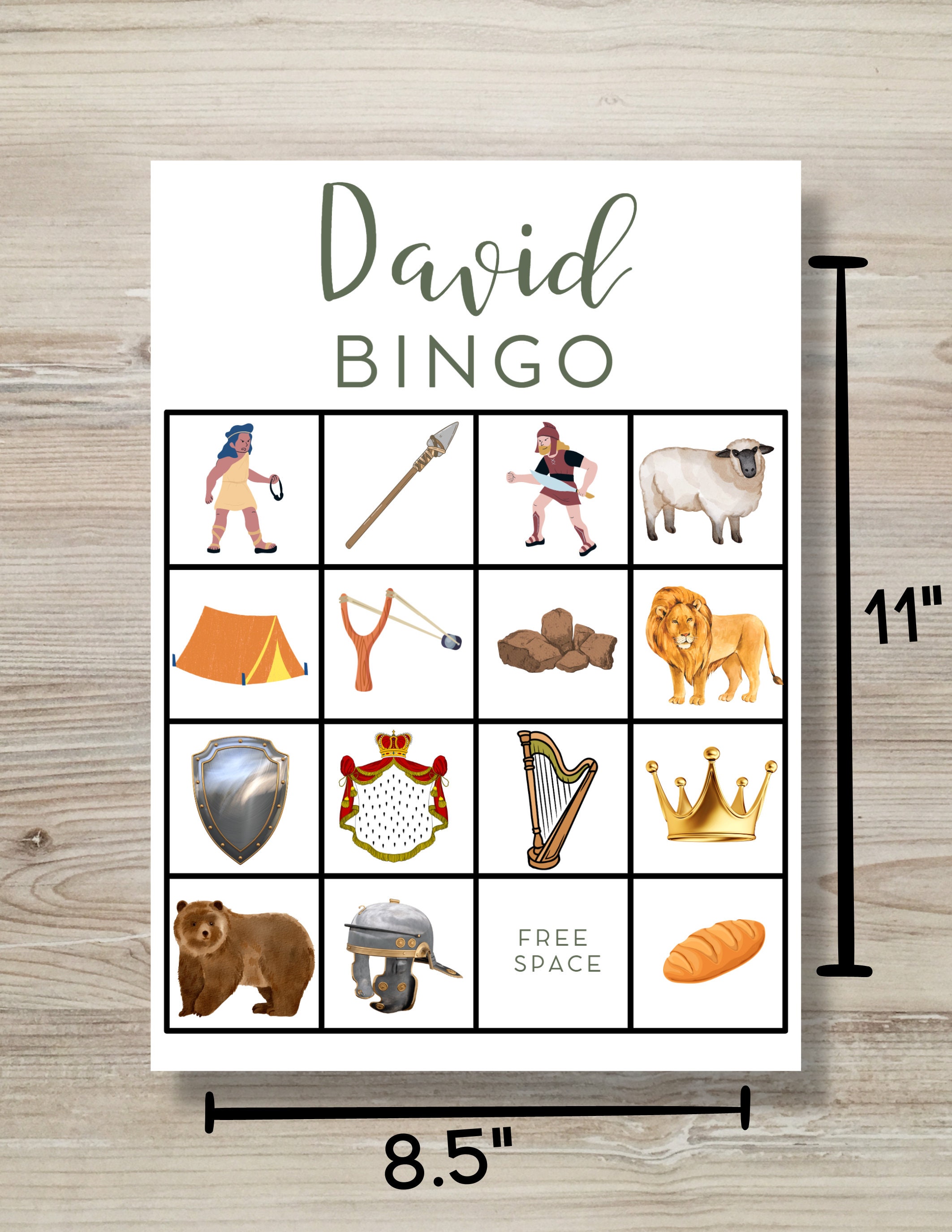 DAVID BINGO SET, Bible Stories for Kids, Church Activities for Vbs or ...