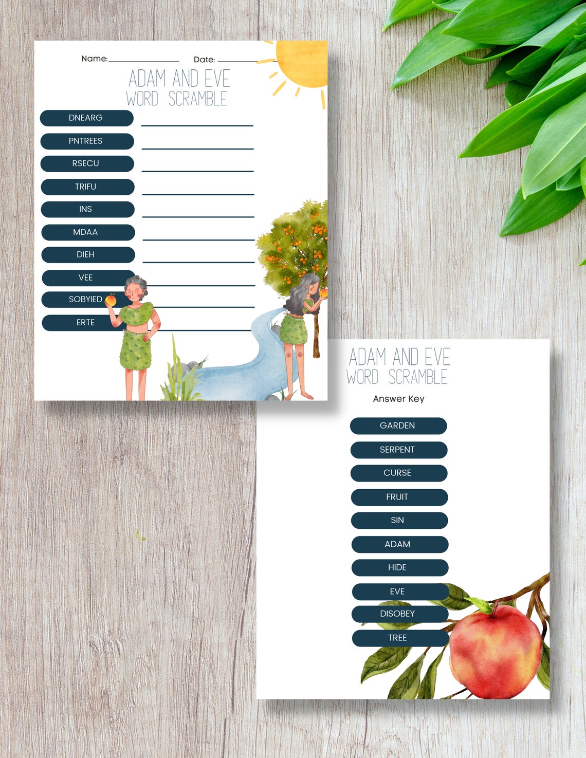 ADAM & EVE Word Scramble for Sunday School or VBS, Digital Download to ...